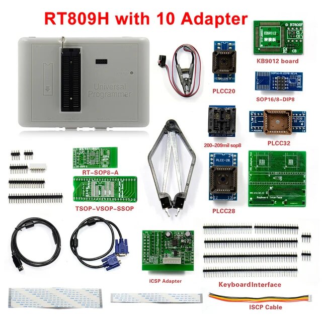 RT809H EMMC-Nand FLASH универсальный программатор с адаптерными кабелями EMMC-Nand RT809H wt 10