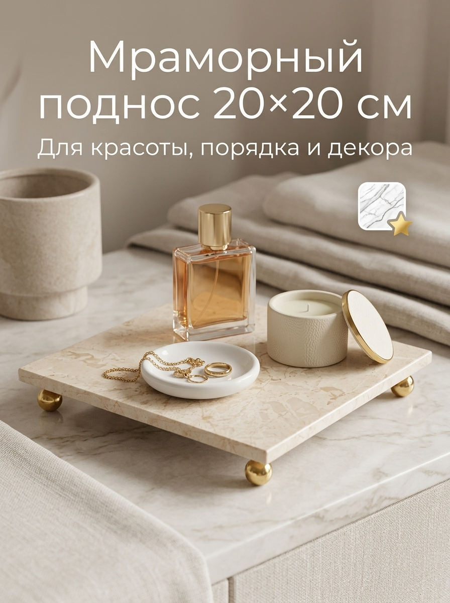 Поднос мраморный декоративный для интерьера