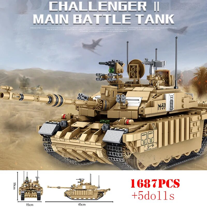 Конструктор танк Challenger II, 1687 деталей, 5 фигурок