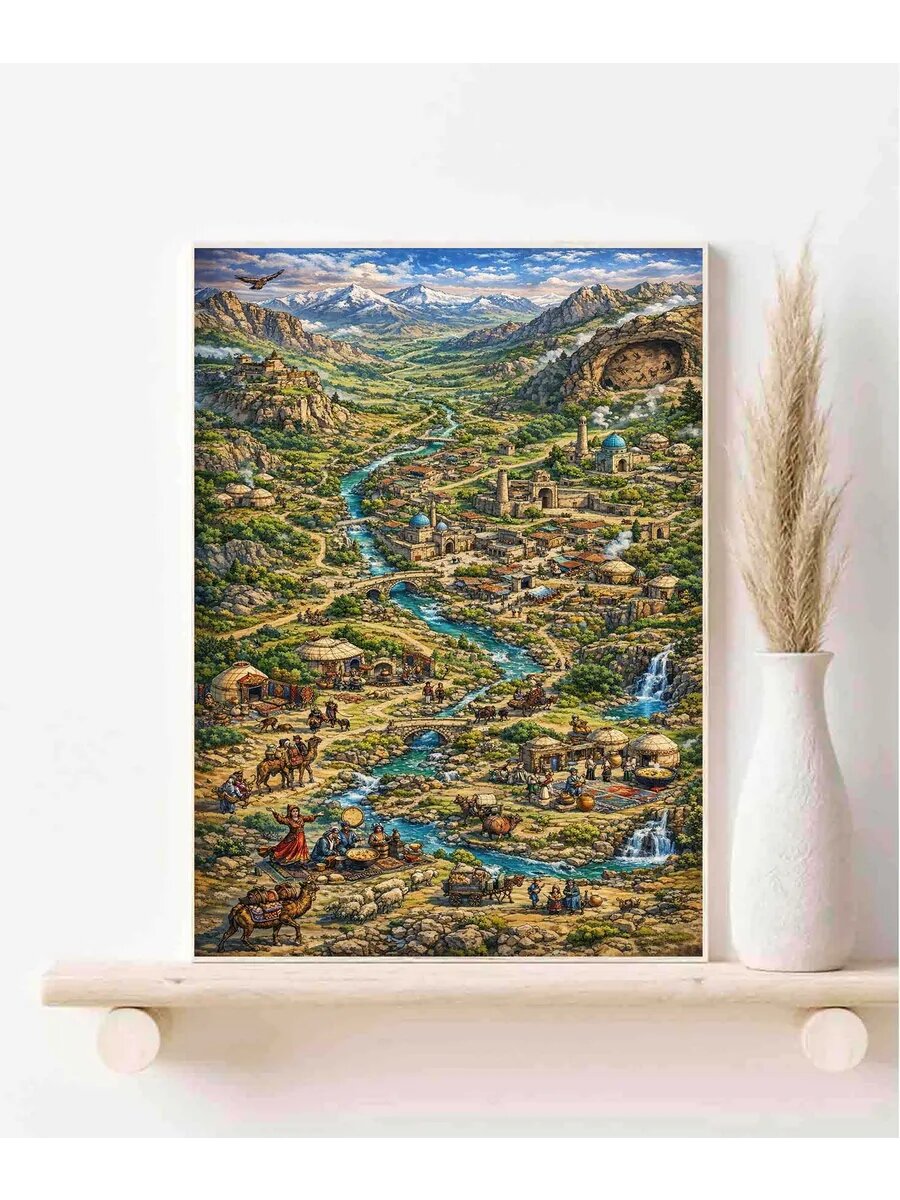 Бойсун, Узбекистан, Fantasy Map, Карта, Плакат 30x42см