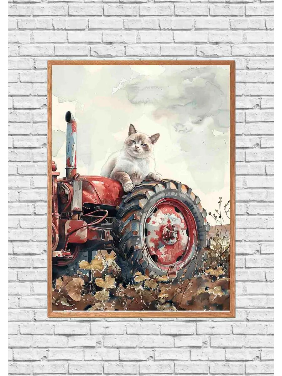 Тряпичная кукла-кошка-фермер 0, Плакат 30x42см