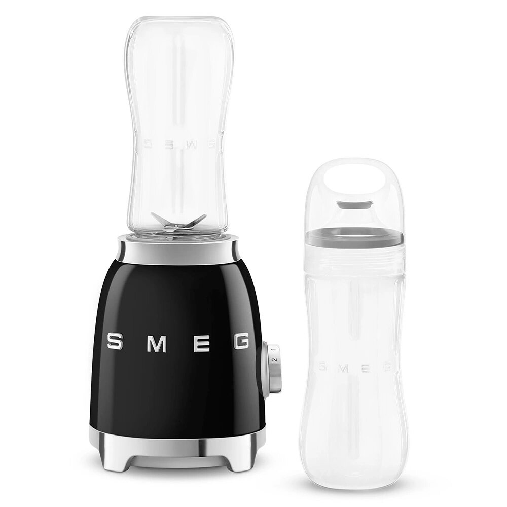 Блендер Smeg PBF01BLEU EU, мощность 300Вт, черный, дорожная бутылка в комплекте — фото 1