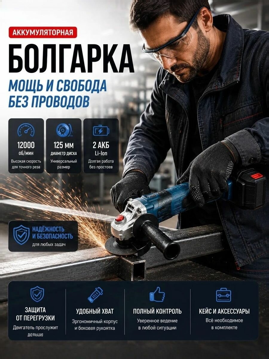 Болгарка аккумуляторная 125 мм
