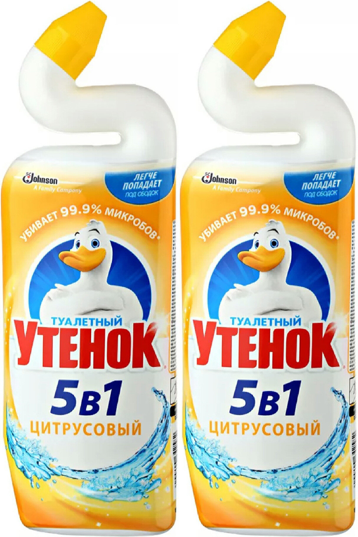 Чистящее средство Туалетный Утенок 5 в 1 Цитрус для унитаза 900 мл, комплект: 2 упаковки по 900 мл