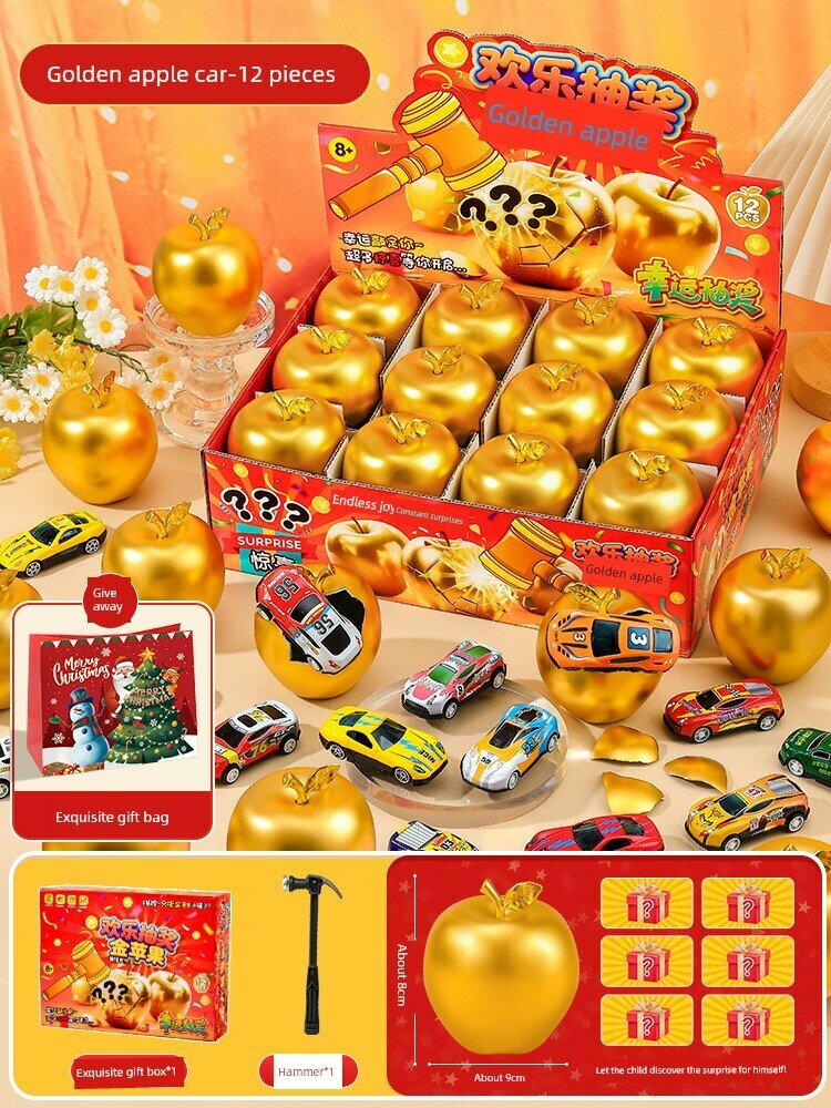 Подарочная сумка с яблочной игрушечной коробкой машинки из 12 больших яиц, включая молоток