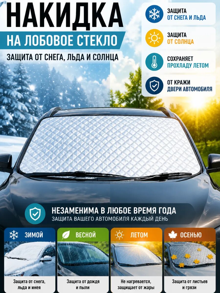 Защитная накидка на лобовое стекло автомобиля от солнца