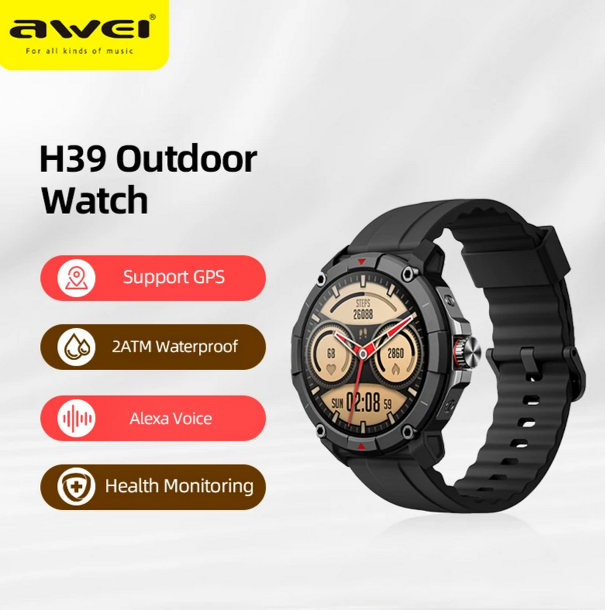 Смарт-часы Smart Watch Awei H39 (1.38") GPS Positioning (черный)
