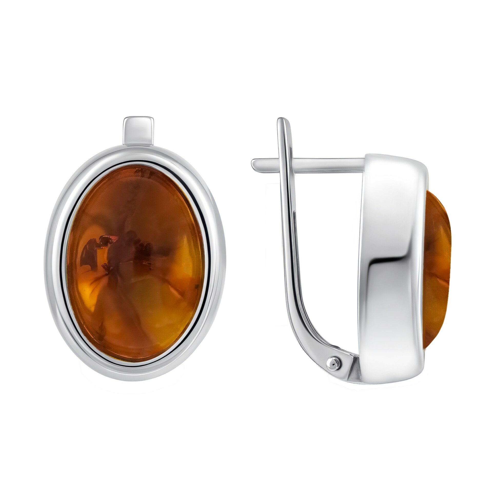 Серьги Яхонт, серебро, 925 проба, янтарь