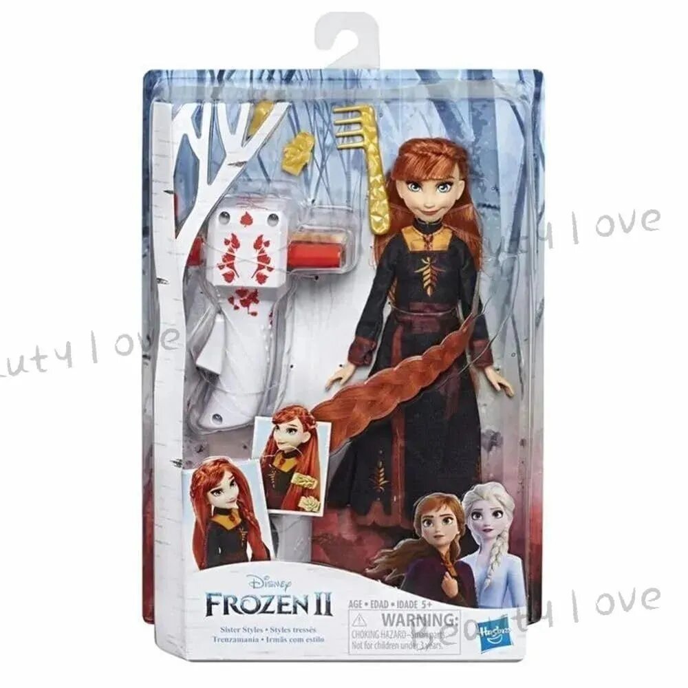 Hasbro Disney Frozen 2 Sister Styles Anna Замороженный Дисней Модная кукла, с удлиненными рыжими волосами, c инструментом для плетения кос и заколками для волос, Игрушка для детей от 5 лет