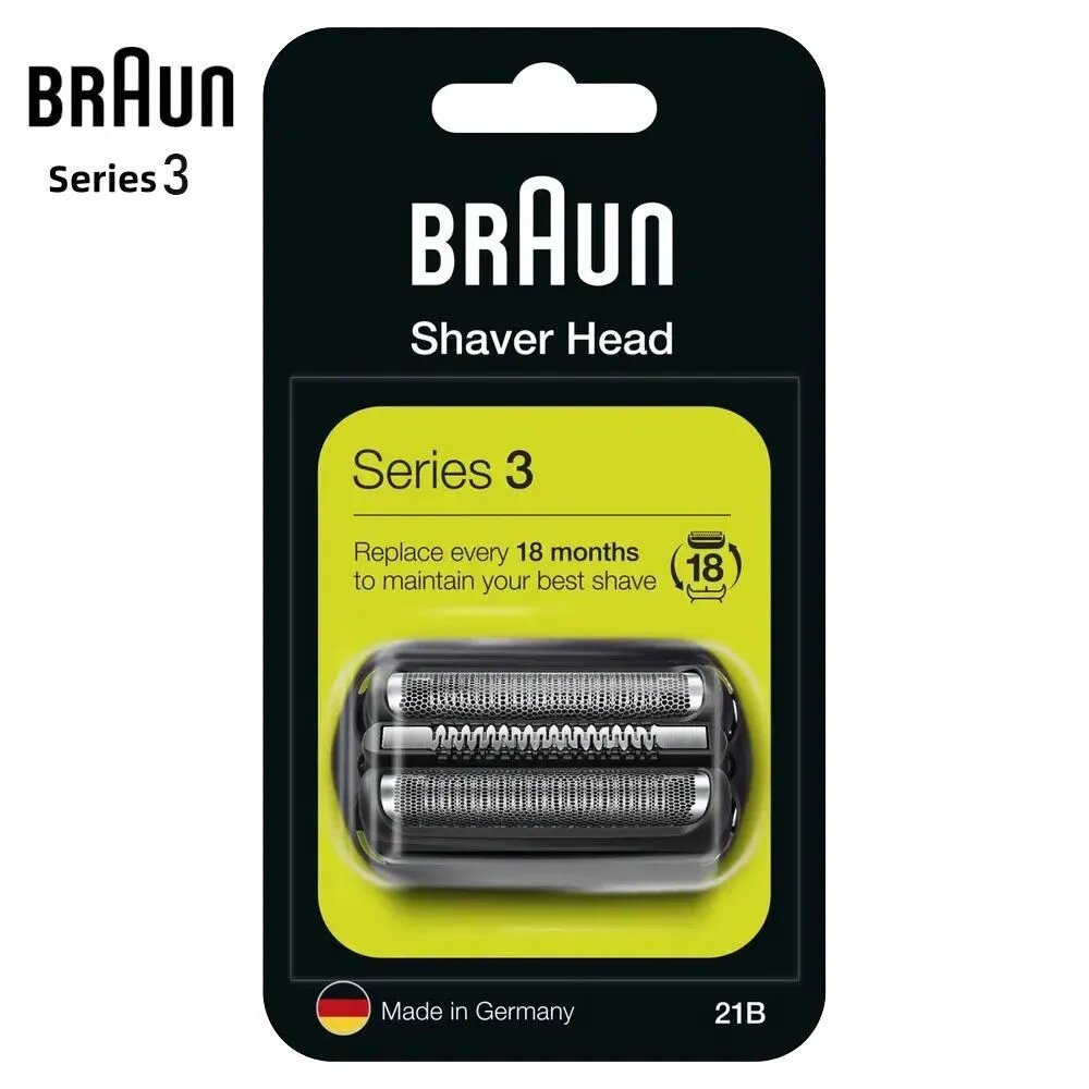Сетка и режущий блок Braun Series 3 21B для электробритвы, нержавеющая сталь, Сменные