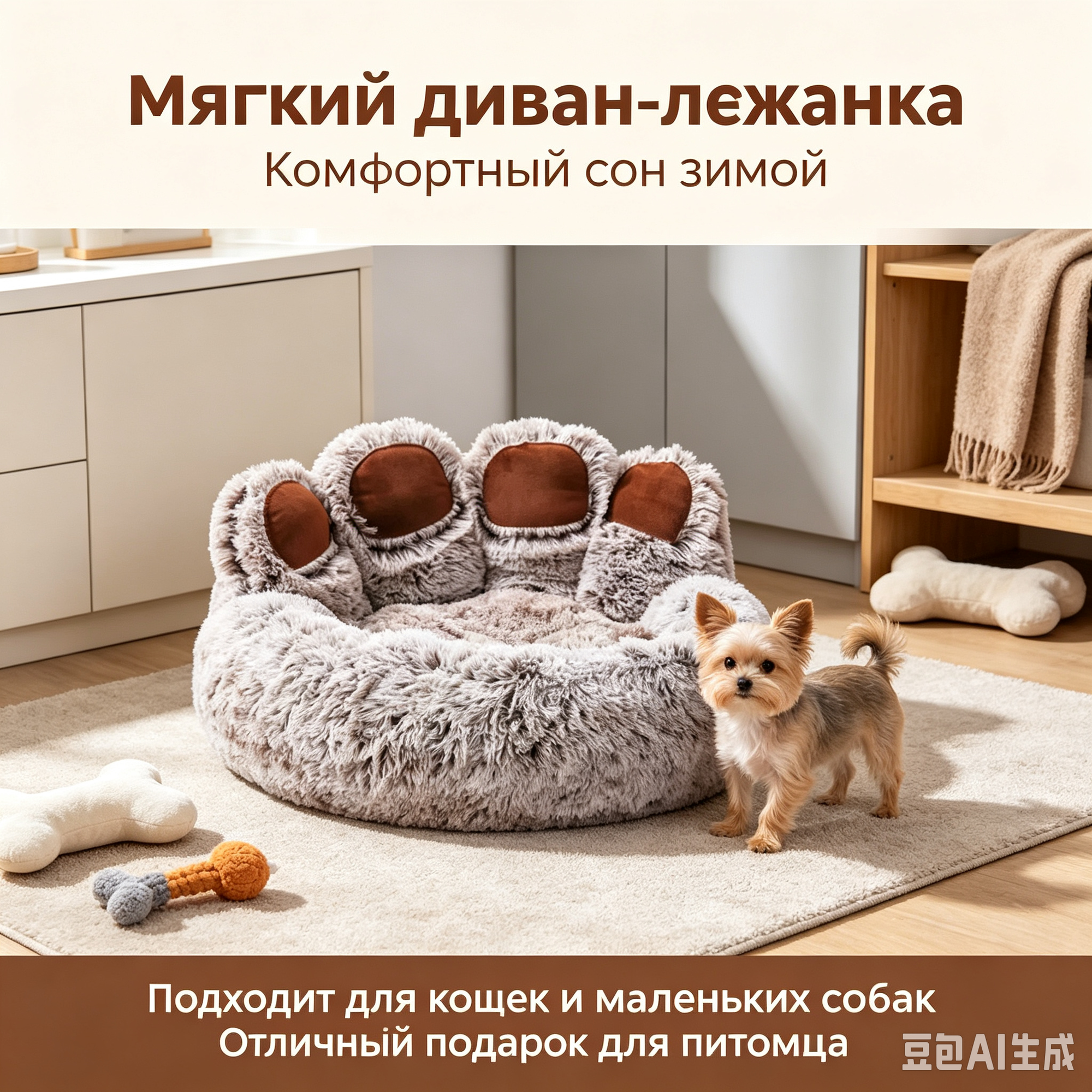Теплое гнездышко для домашних животных зимой, мягкое и удобное, коврик для сна на диване， 90 см