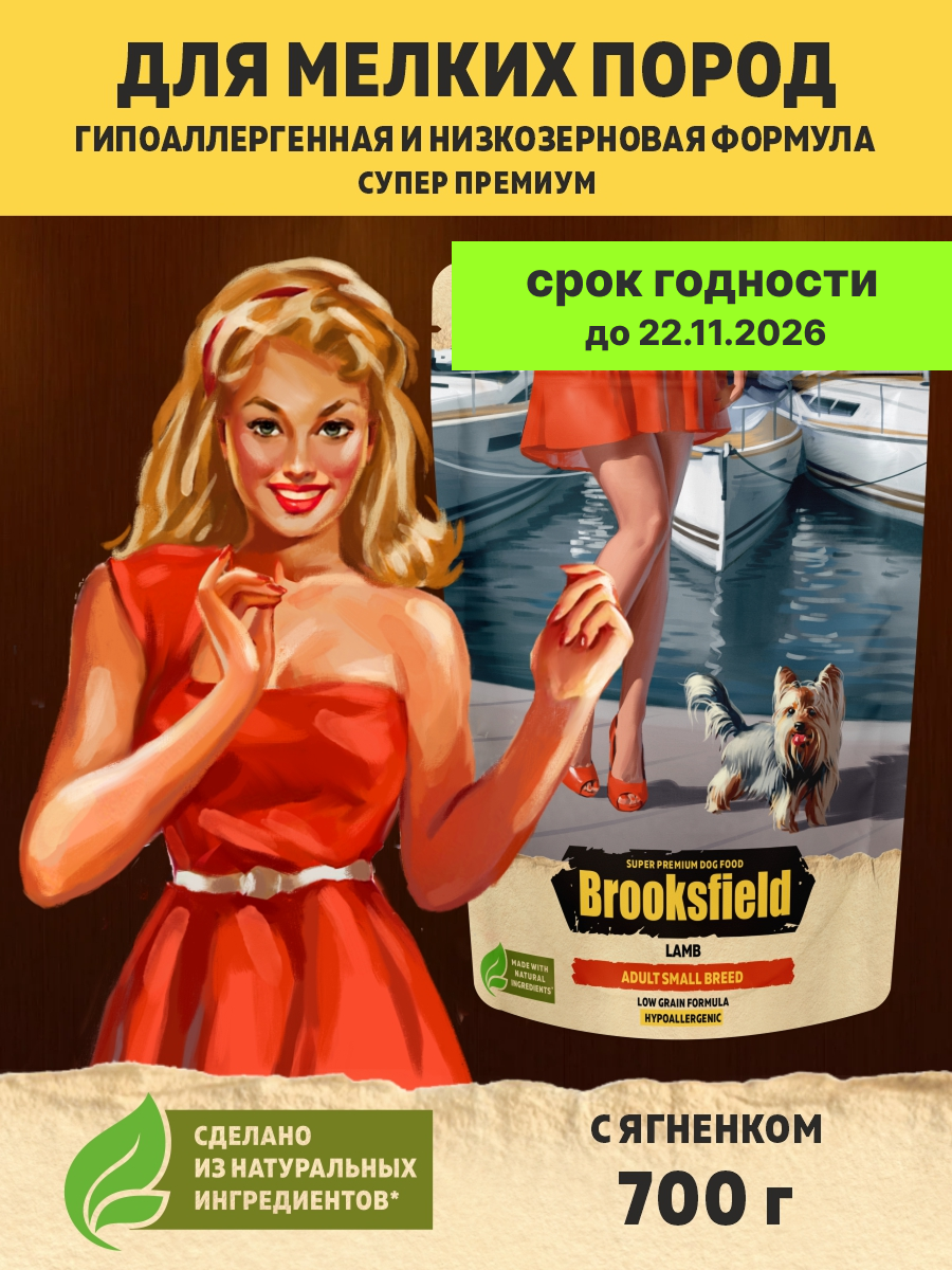 Корм для собак сухой для мелких пород BROOKSFIELD (Бруксфилд) Индейка и ягнёнок, 700 г