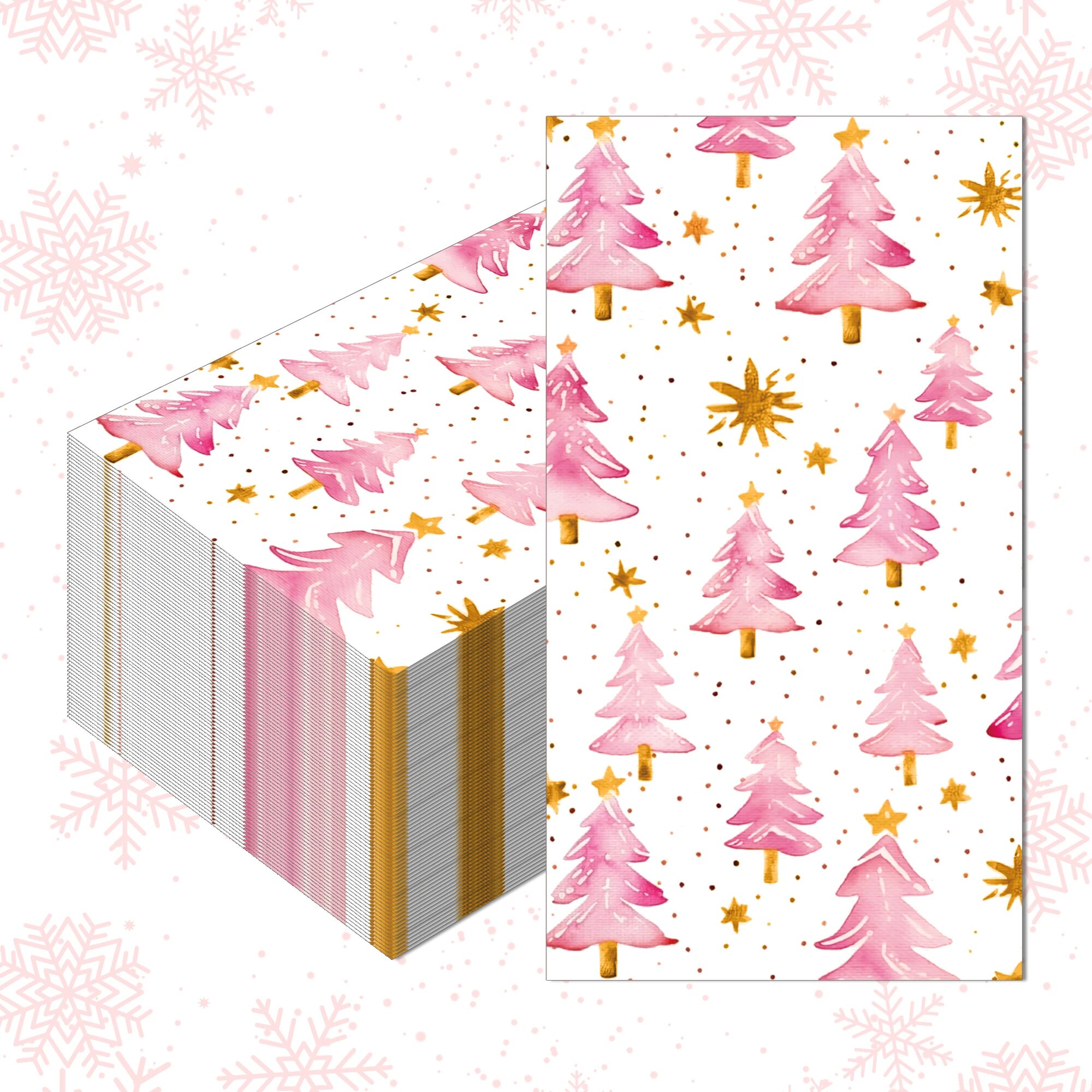Рождественские салфетки розовые, 20шт, Christmas-CZJ085