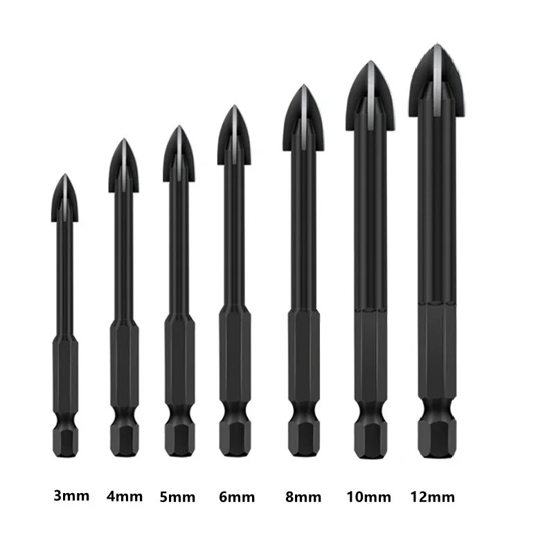 Набор сверл карбидные HZFWDMH для стекла 7 PCS Set Black