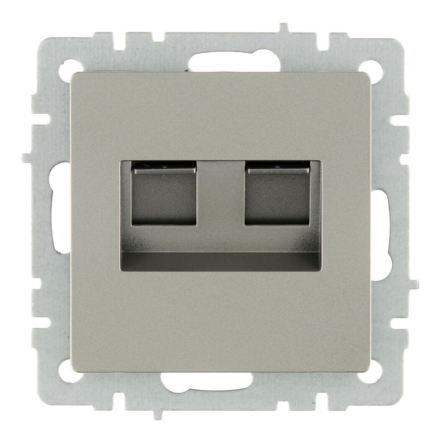 Розетка компьютерная IEK Brite встраиваемая сталь 2хRJ45 (BR-K20-1-K46)