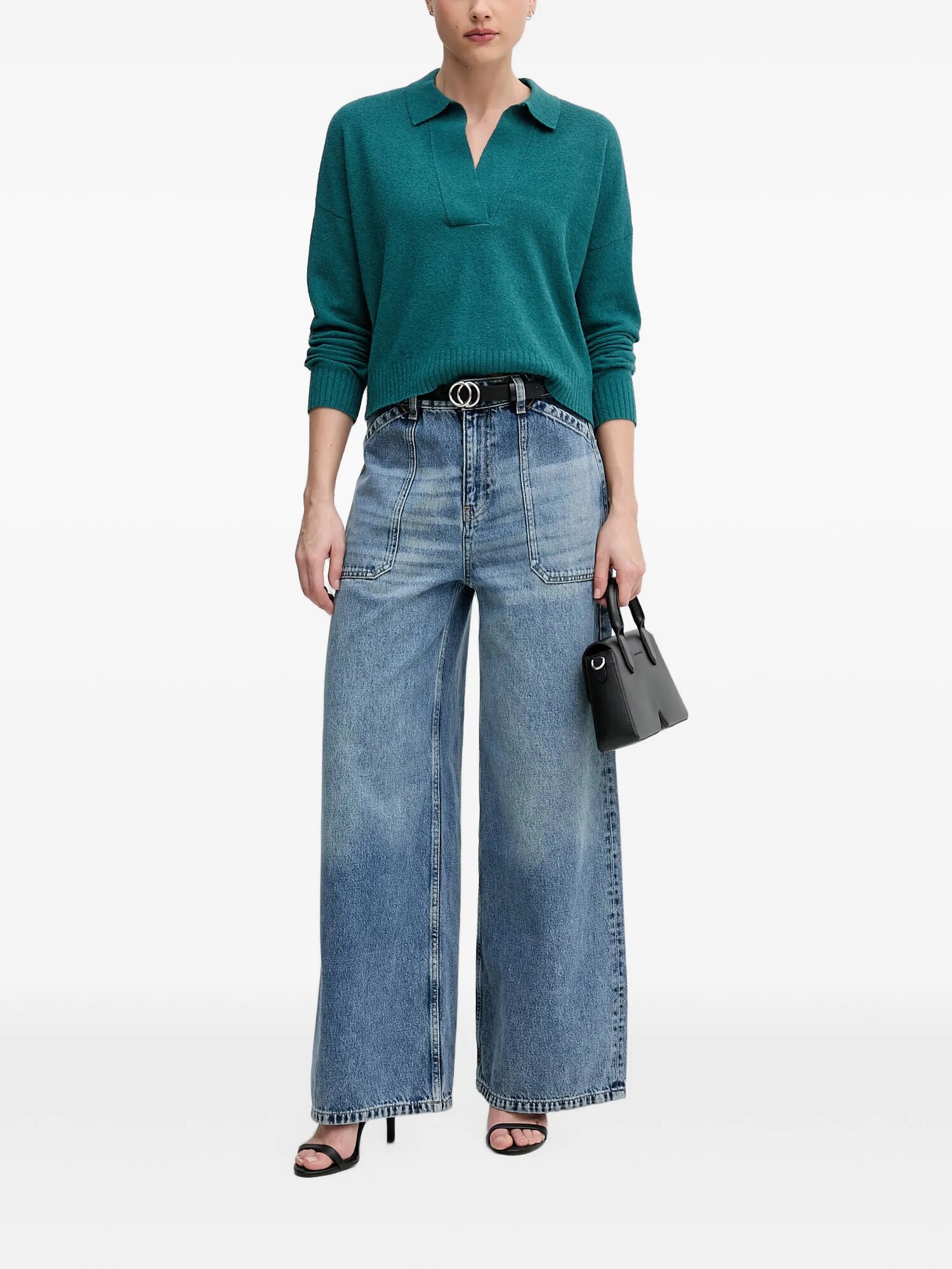Джинсы Sisley Patch-pocket wide-leg jeans, размер 25, синий — фото 1