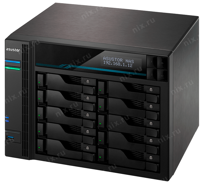 ASUSTOR AS7110T 10-Bay NAS/Media player/noHDD(HDD, SSD),/10x1GbE+3x2,5Gbe(LAN)//M.2/4ip camera license — фото 1