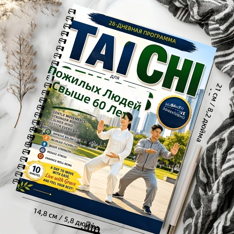 Книга по тайчи для похудения: программа на 28 дней, мягкие упражнения для суставов и улучшения баланса, версия на французском языке, стиль TC041