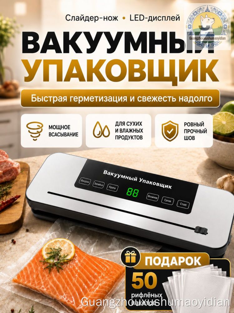 Вакуумный упаковщик с LED-дисплеем, линия запайки 30 см, 65 кПа, для кухни, вакууматор