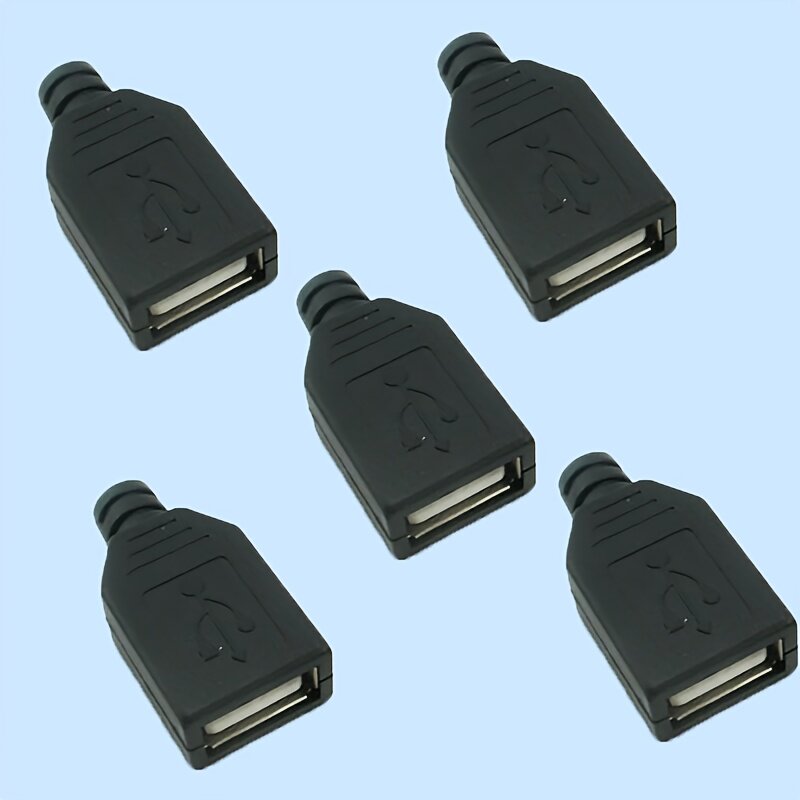 Разъём USB типа А гнездо 4 контакта 5В для пайки, 5 шт.