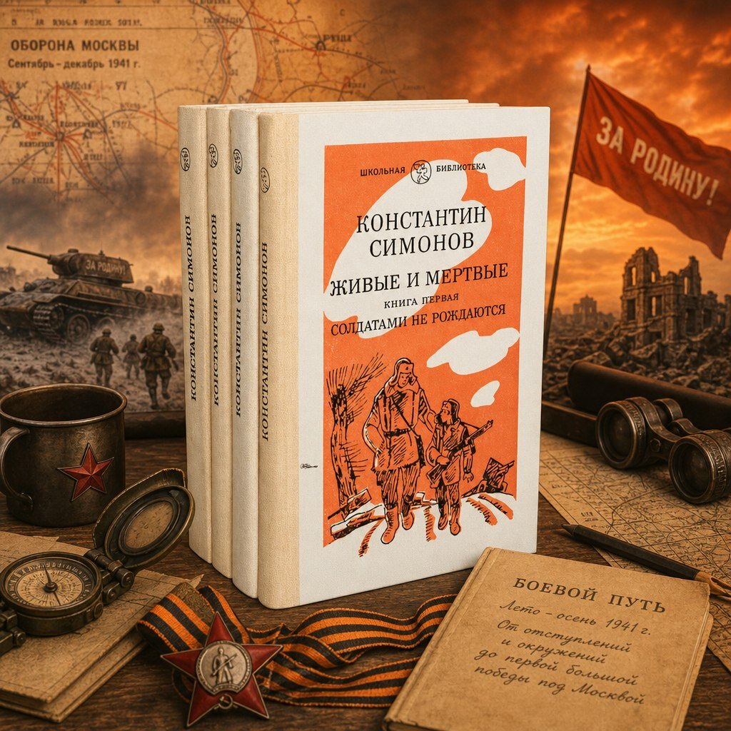 Симонов Константин Михайлович / Живые и мертвые. Роман в трех томах (комплект из 4-х книг), 1982