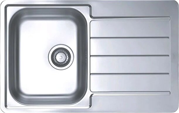 Мойка кухонная Alveus 1076801 металлическая, 79x50, прямоугольная, сталь, матовая, мойка для кухни, с крылом, с сифоном, со сливом-переливом