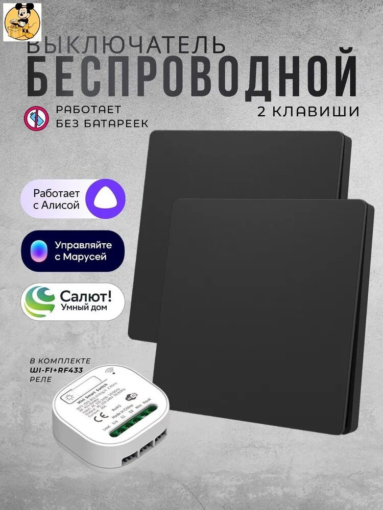 Беспроводной выключатель с Wi-Fi и RF433мГц одноклавишный, умный кинетический беспроводной выключатель 2шт + умное реле