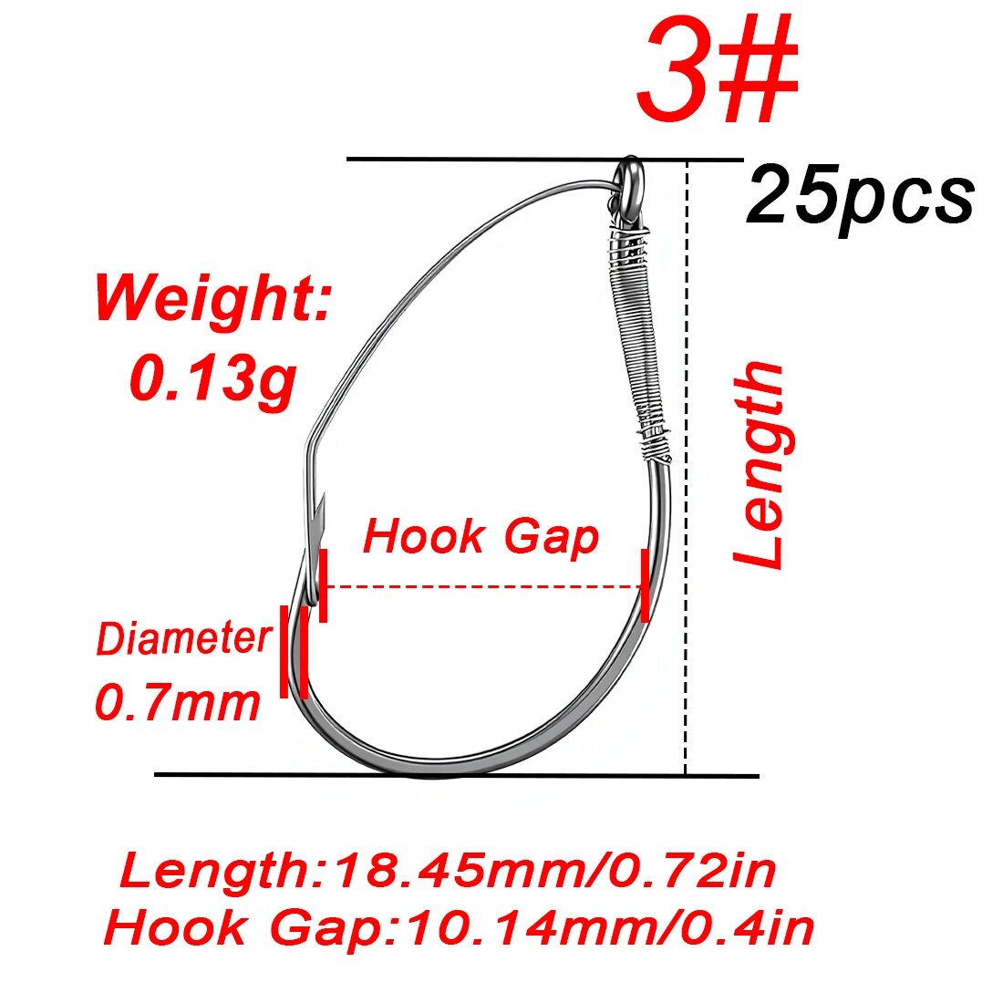 FishTrip Круглые крючки Wacky Weedless 25 шт. 25Pcs Size 3