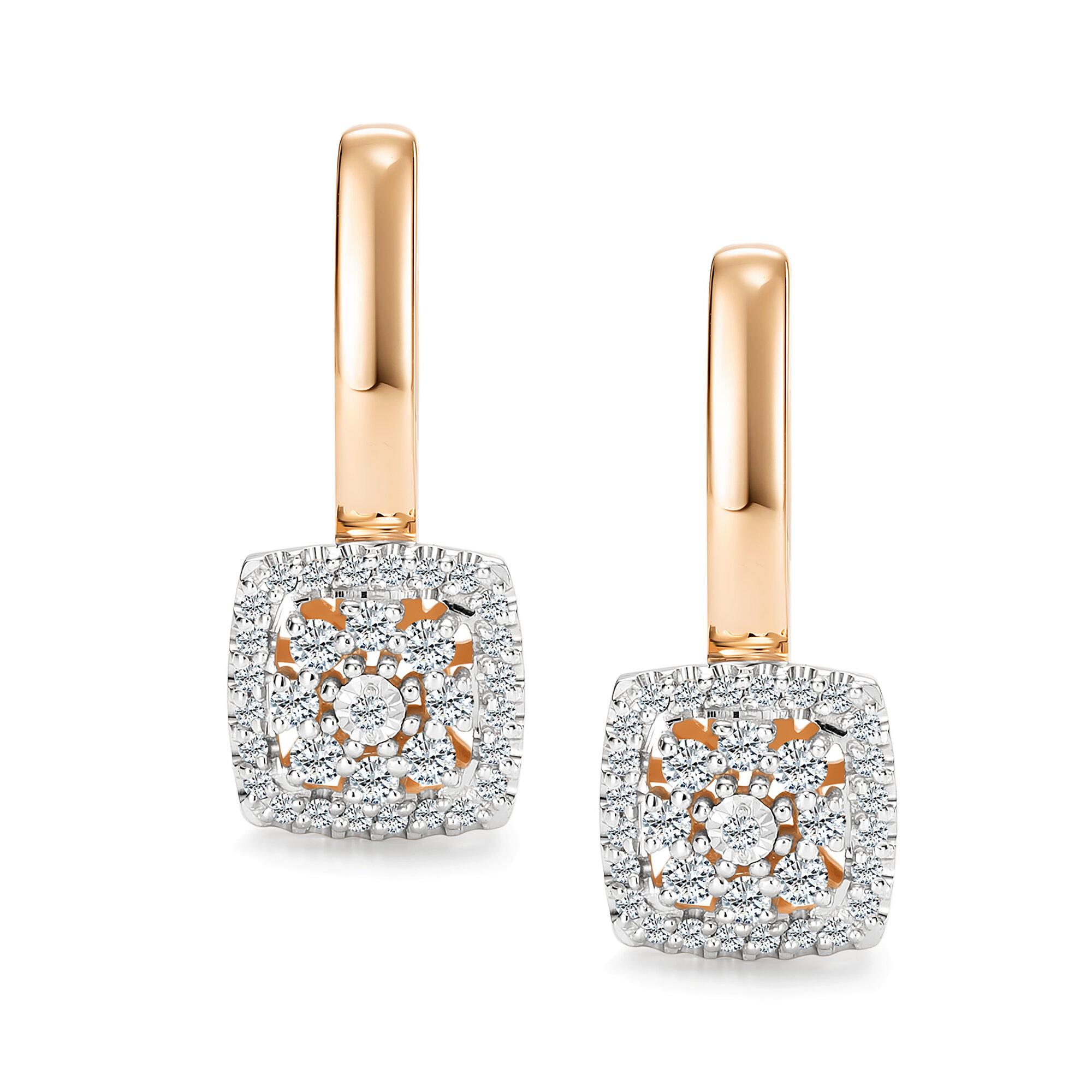 Серьги Diamant online, красное золото, 585 проба, бриллиант