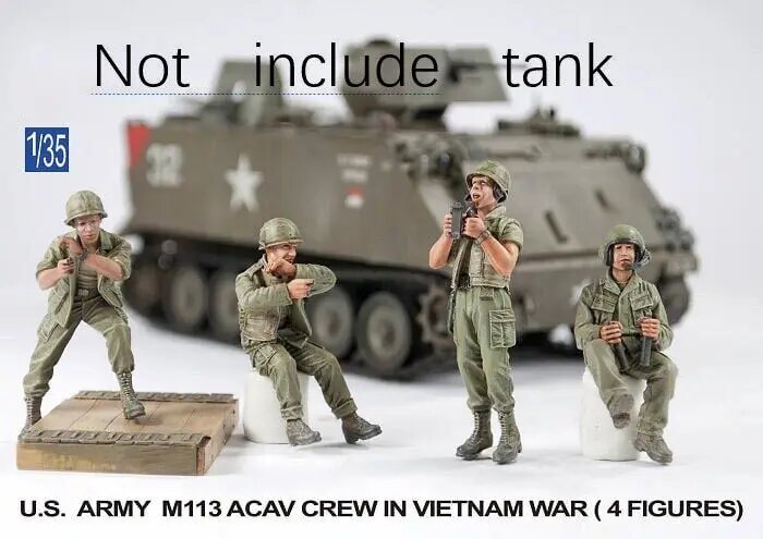 Масштаб 1/35, неокрашенные фигурки из смолы Proportion Studio, M113 ACAV Crew in Vietnam War, 4 штуки