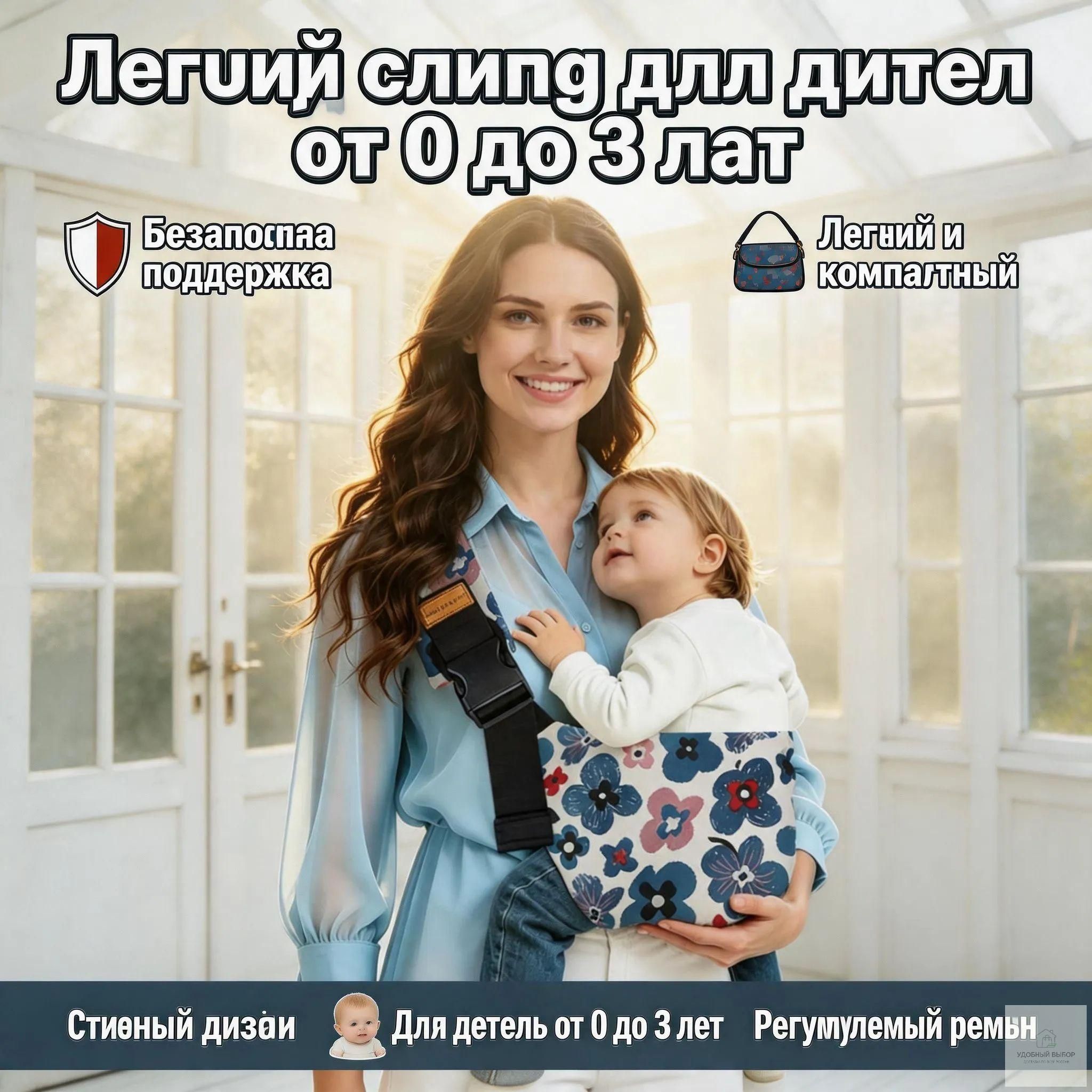 Рюкзак-типа "слинг" для новорожденных для прогулок и путешествий с малышом в поликлинику, магазин