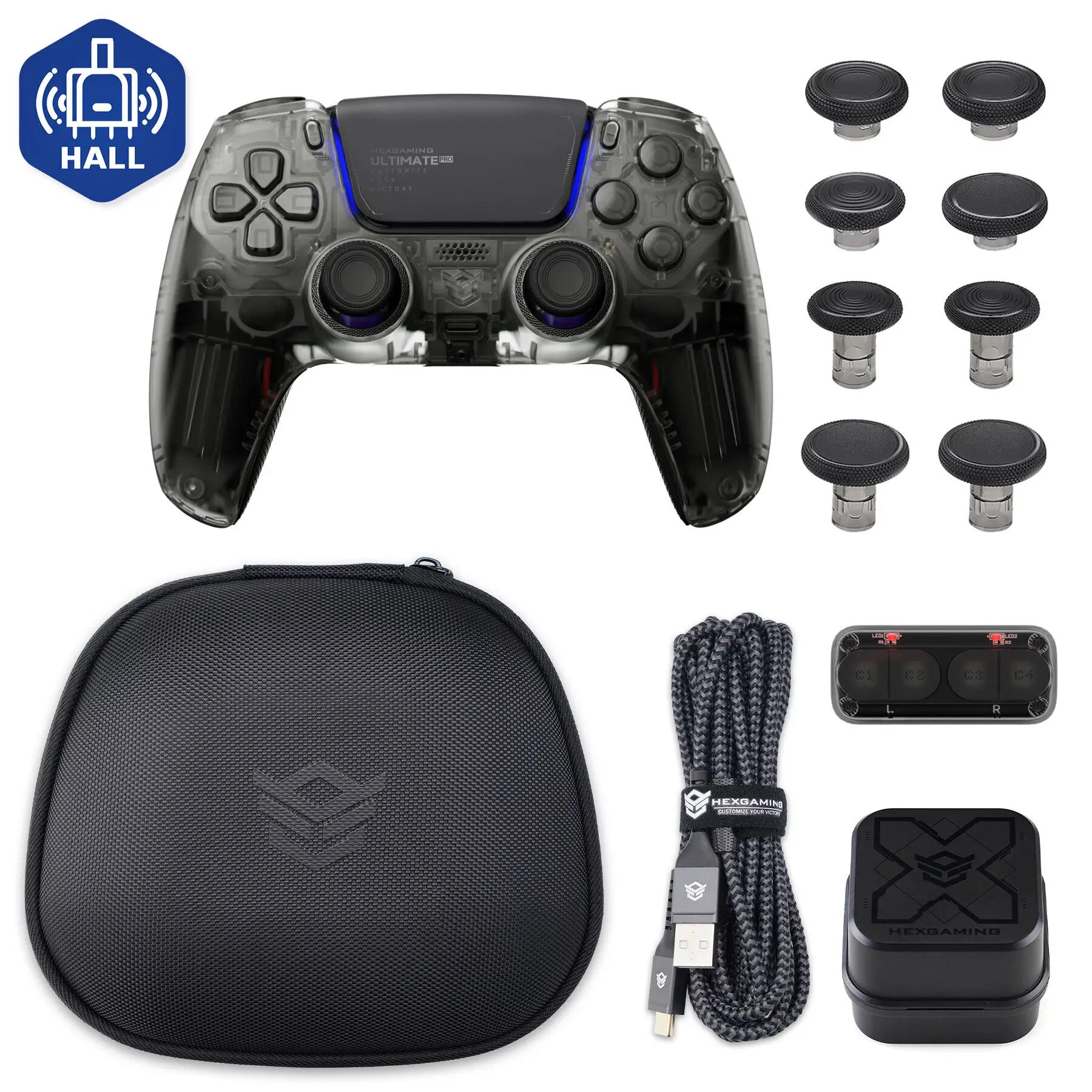 Hexgaming ULTRAMATE PRO геймпад с карбоновым покрытием Черный, Hall Joystick set