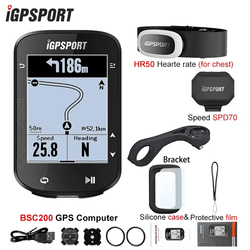 IGPSPORT BSC200 Велосипедный спидометр Беспроводной водонепроницаемый IPX7 Компьютерный спидометр GPS 2,5 - дюймовый жидкокристаллический дисплей Bluetooth ANT + mtb