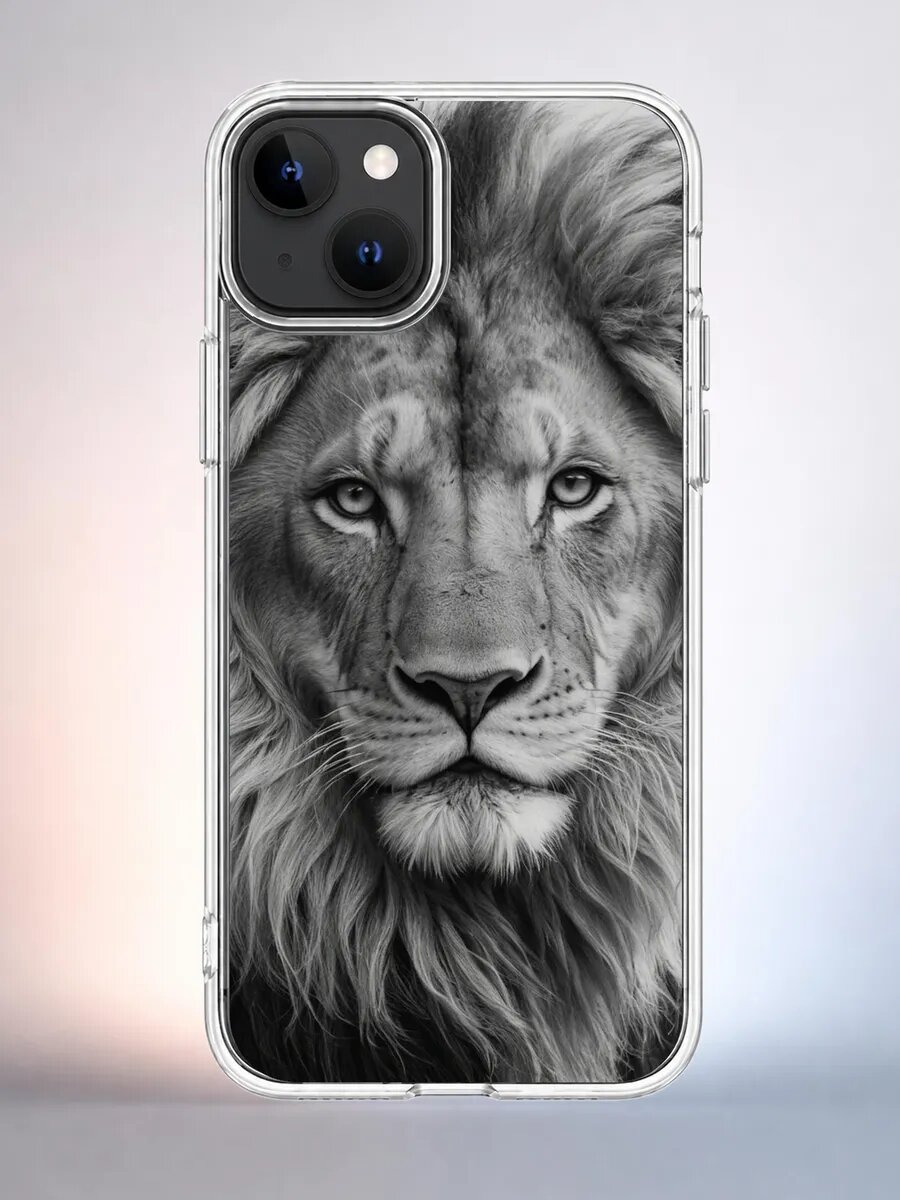 Чехол iPhone 13 лев анфас грива силиконовый