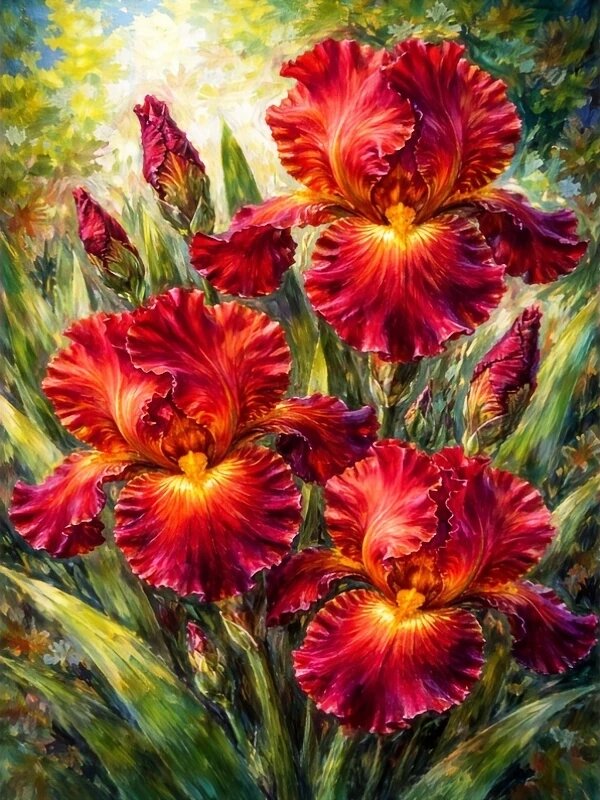 Алмазная вышивка Huacan «Ирис» Full Round 45x60cm