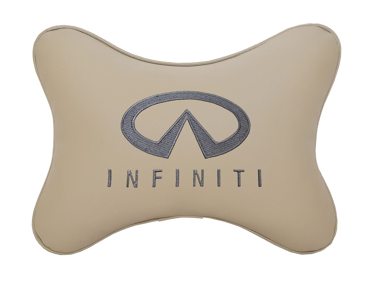 Подушка на подголовник автомобильная бежевая экокожа INFINITI