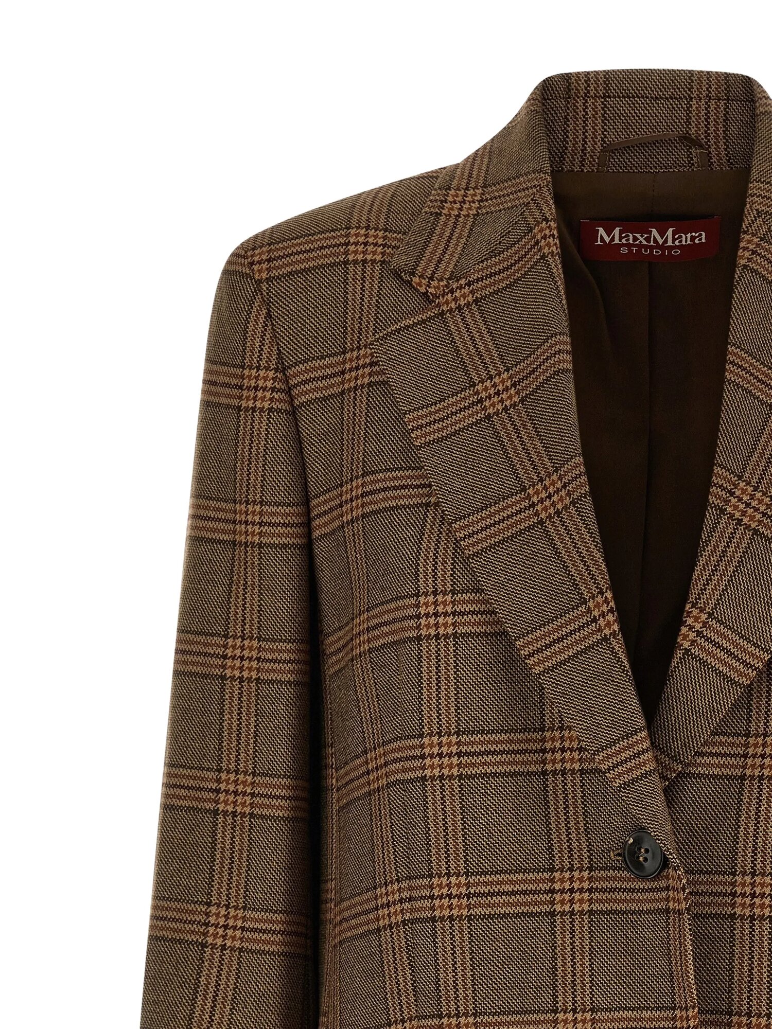 Пиджак Max Mara MstAlca check-pattern wool blazer, размер 40, коричневый — фото 1