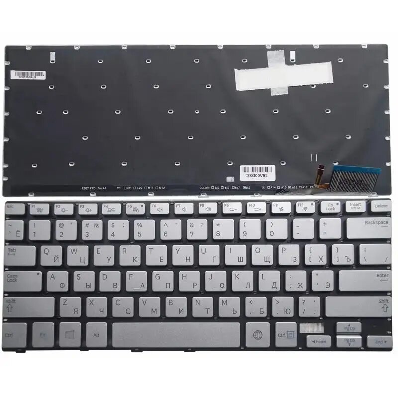 Клавиатура GZEELE для Samsung NP730U3E NP740U3E RU Silver Backlit