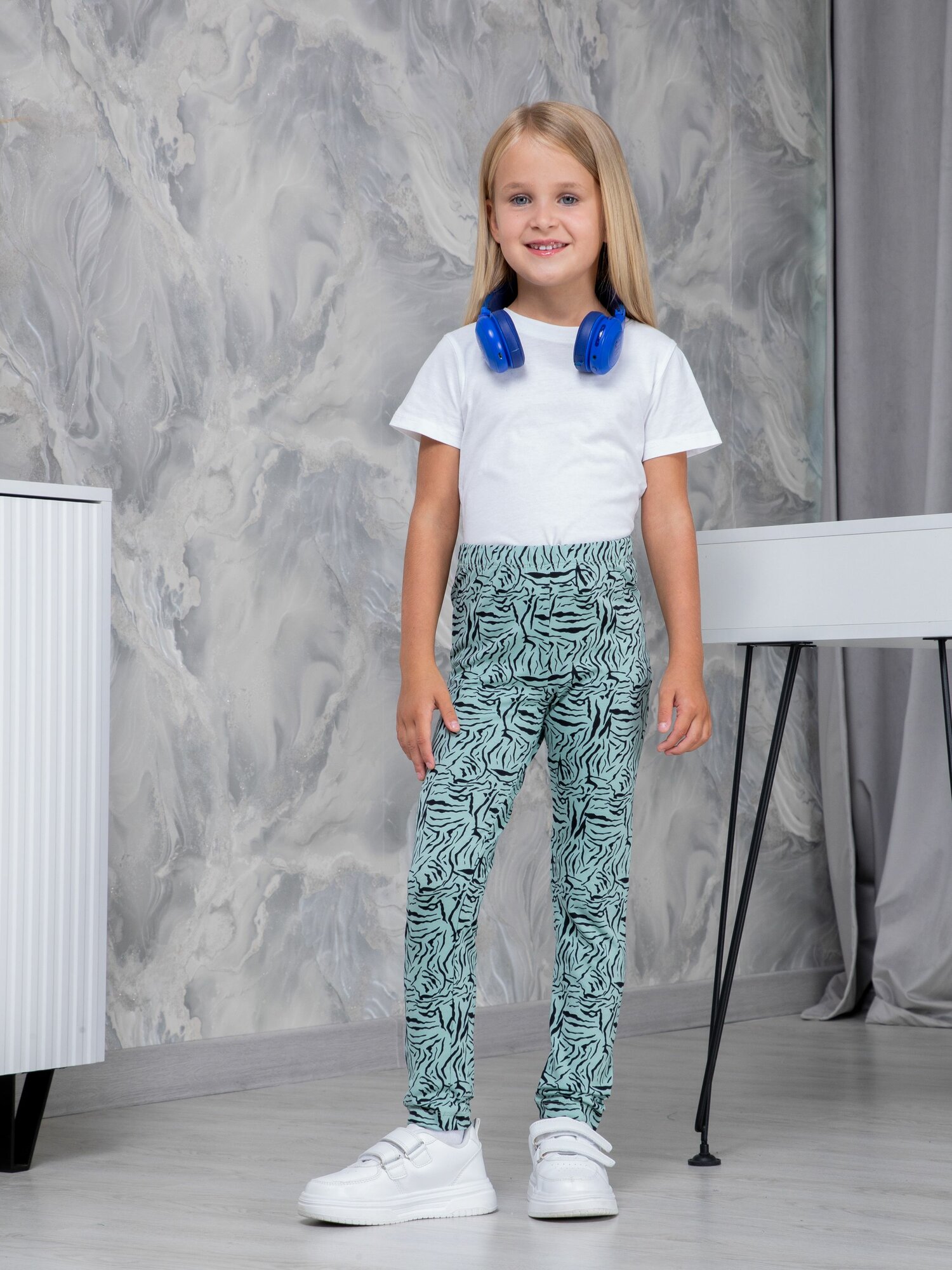 Легинсы ALTEKS kids осень - зима 2026г., размер 104, зеленый — фото 1