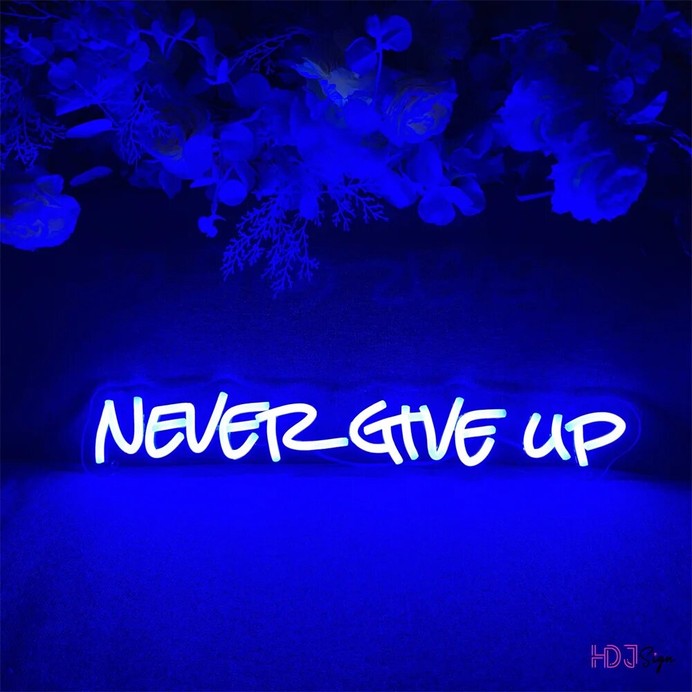 Неоновая лампа HDJSIGN Never Give Up, purple