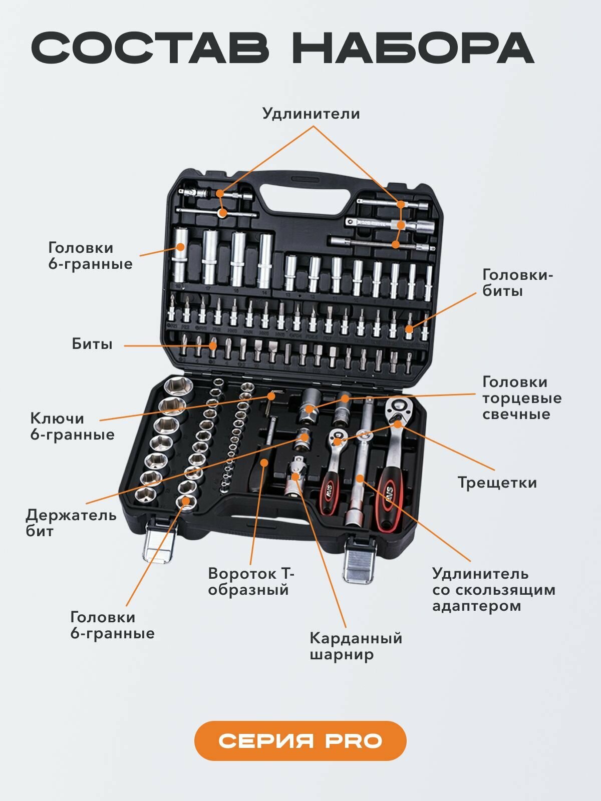 Набор инструментов 94 предмета — фото 1