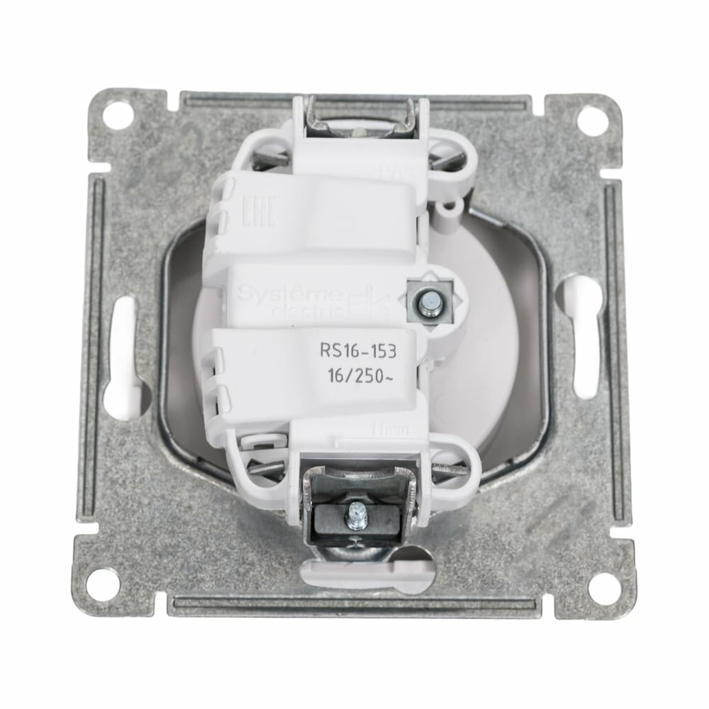 Розетка Systeme Electric W59 без заземления, без шторок, 16а, механизм, белый RS16-153-1-86 — фото 1