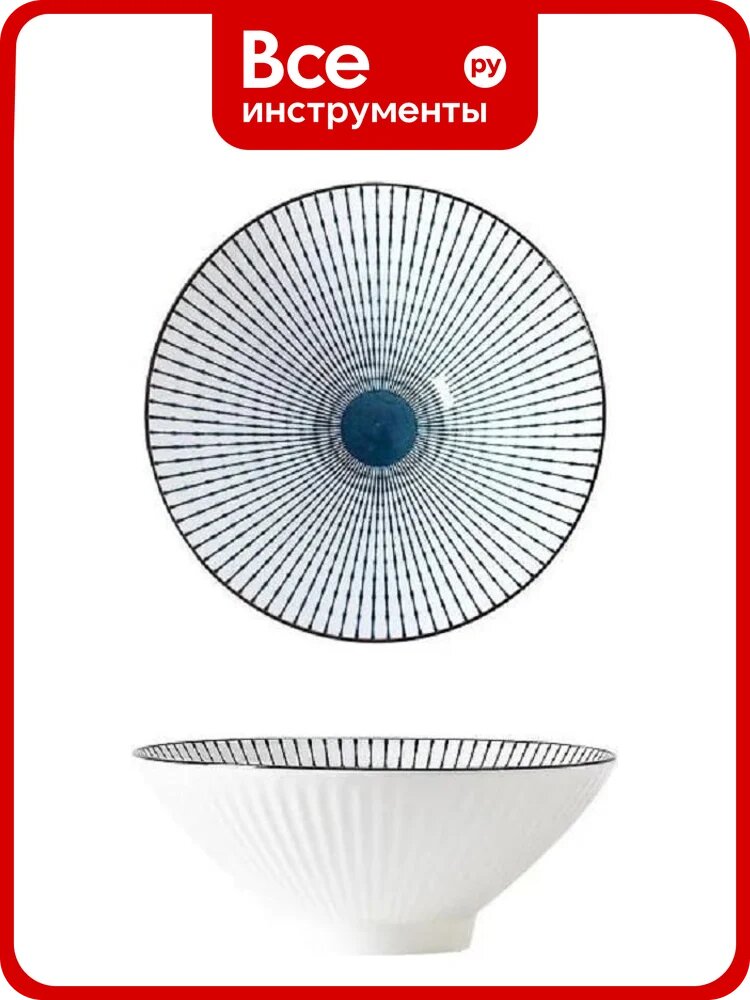 Тарелка Homium Kitchen, Japanese Collection, глубокая, голубой, D20 см, полоски 3711012