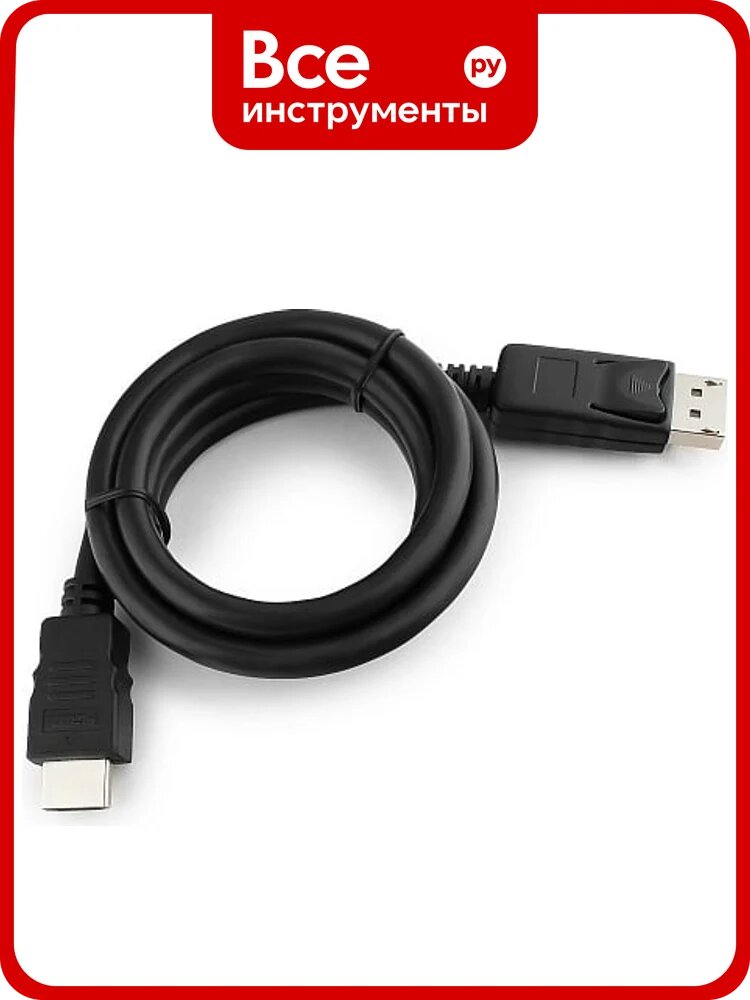 Кабель Cablexpert, DisplayPort-HDMI, 1м, 20M/19M, черный, экранированный, пакет, CC-DP-HDMI-1M