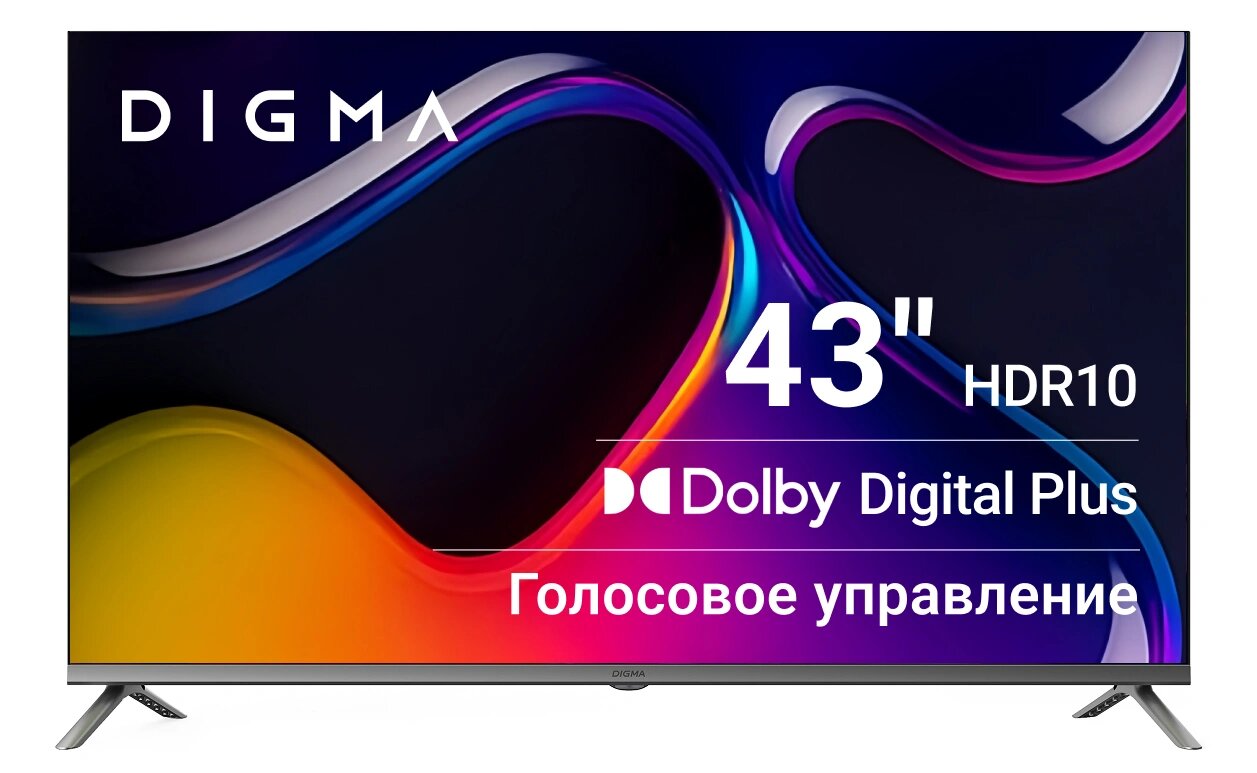 Телевизор LED Digma 43 DM-LED43UBB41 Android TV Frameless Metal темно-серебристый/серый 4K Ultra HD