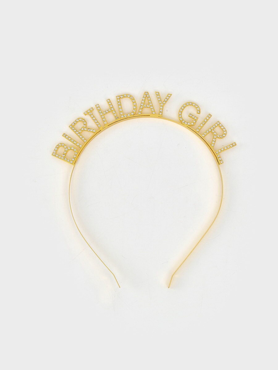Карнавальный ободок Birthday Girl, золотой, вид ободка: с надписями/для надписей