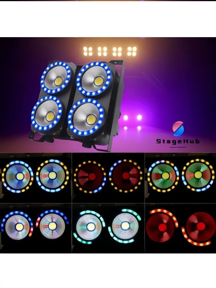 4х100W LED BlinderRGBW+Ring Strip / Профессиональный светодиодный светильник заливающего света с LED-эффектами