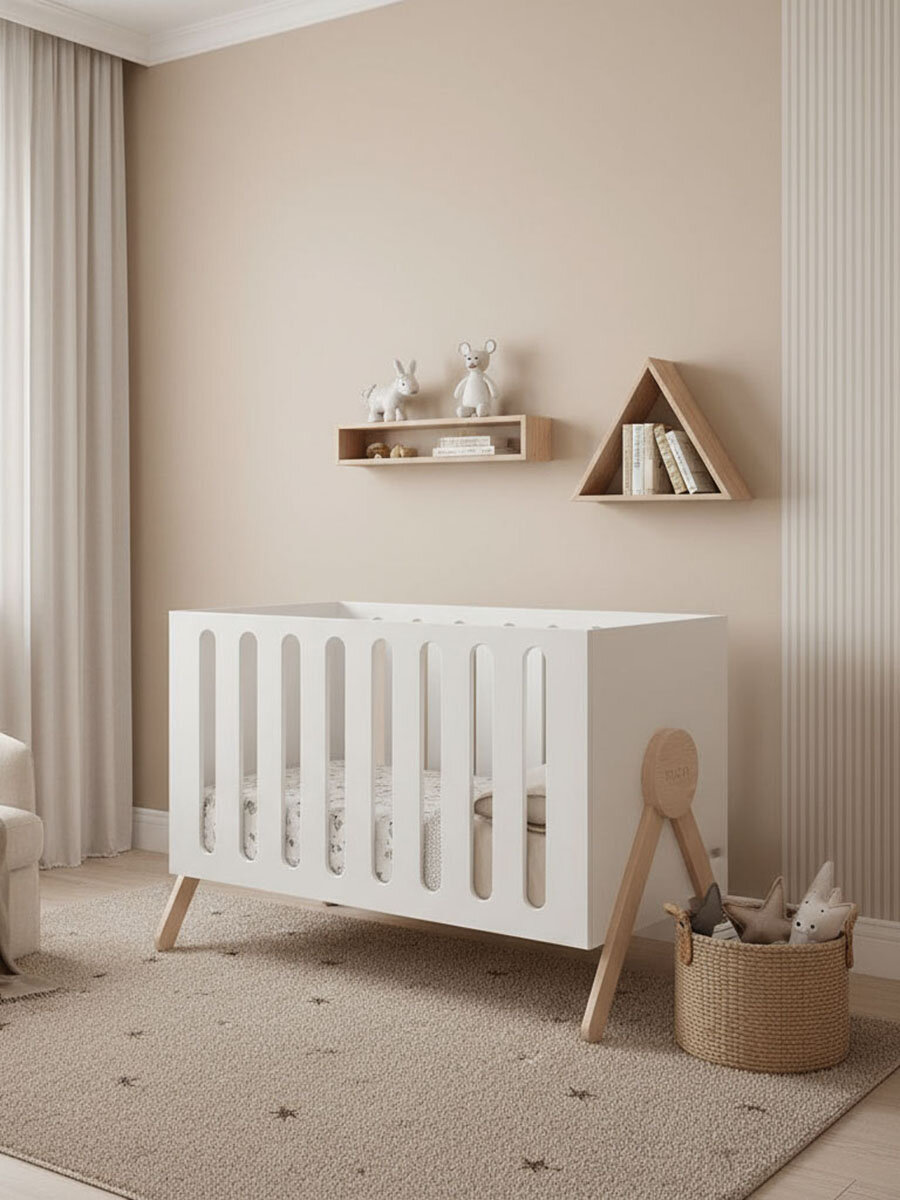 Кровать Micuna Swing Relax 120*60 белый/дерево (white/wood)