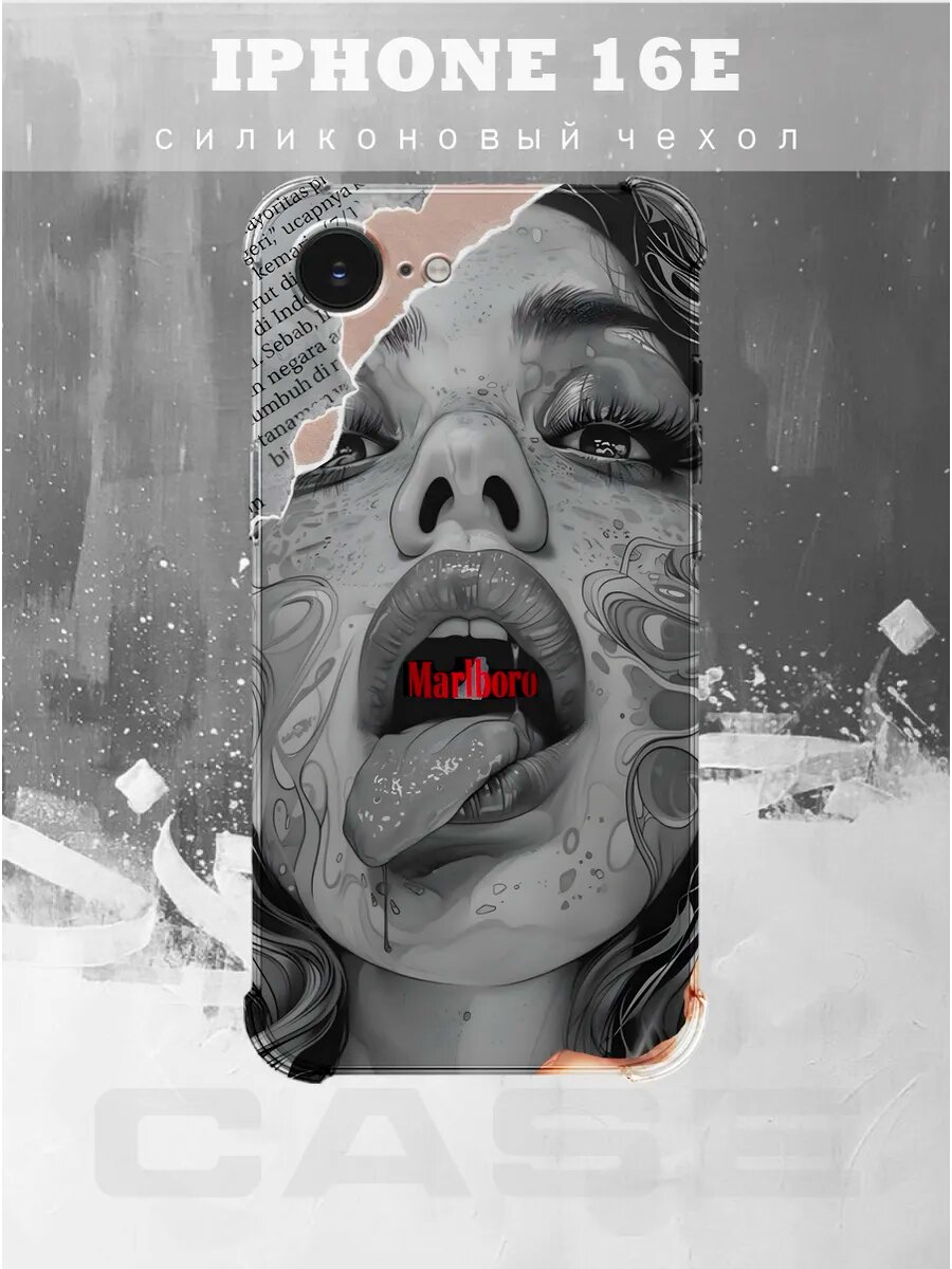 Чехол на IPHONE 16E с принтом девушка мальборо