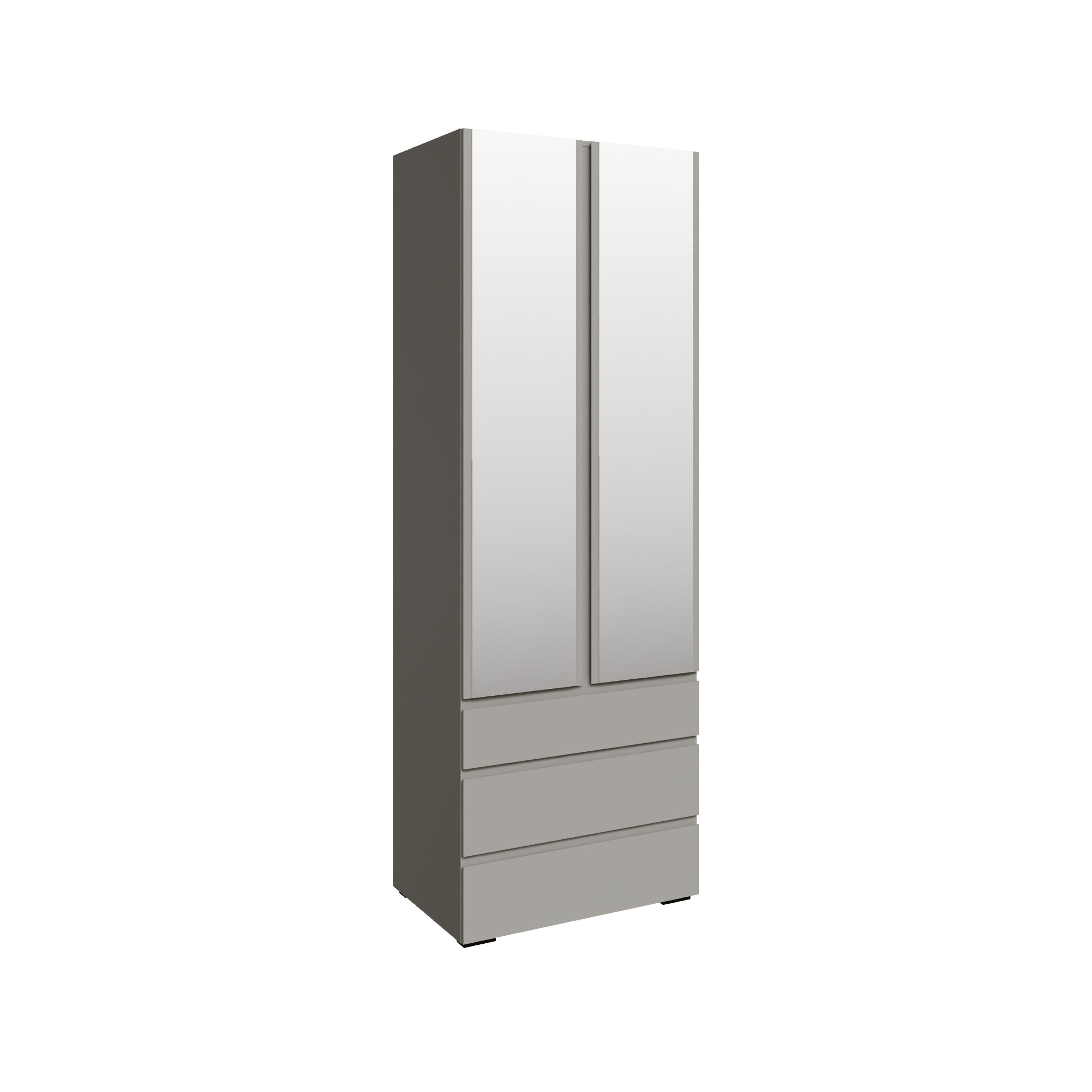 Шкаф Альта (0,8) с 3 ящиками с зеркалом мокко, 2300х800х520, Микон